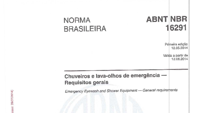 ABNT NBR 16291:2014 - Requisitos para Chuveiros e Lavagem de Olhos ...