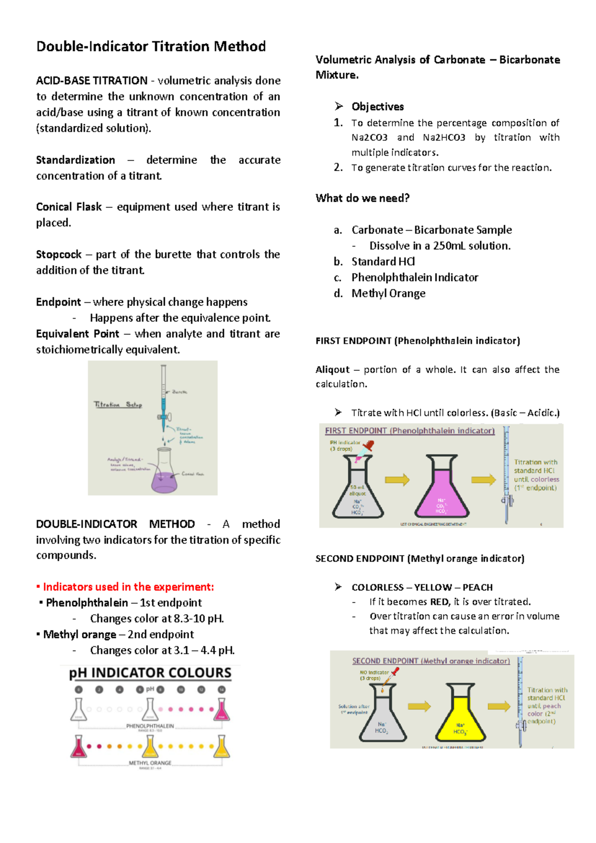 Experiment 3 - Double-Indicator Titration Method Lecture Notes - Studocu