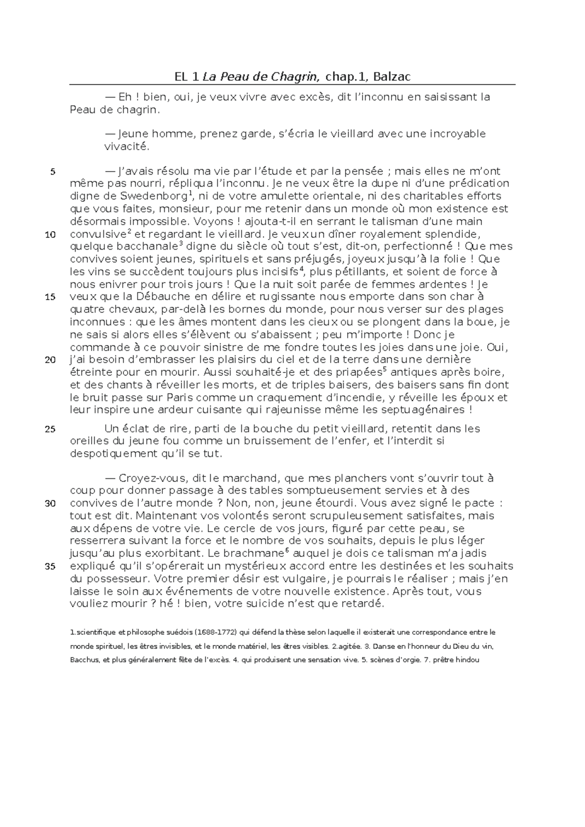 La Peau de Chagrin, Chapitres 1 à 3 - Analyse de Balzac - Studocu