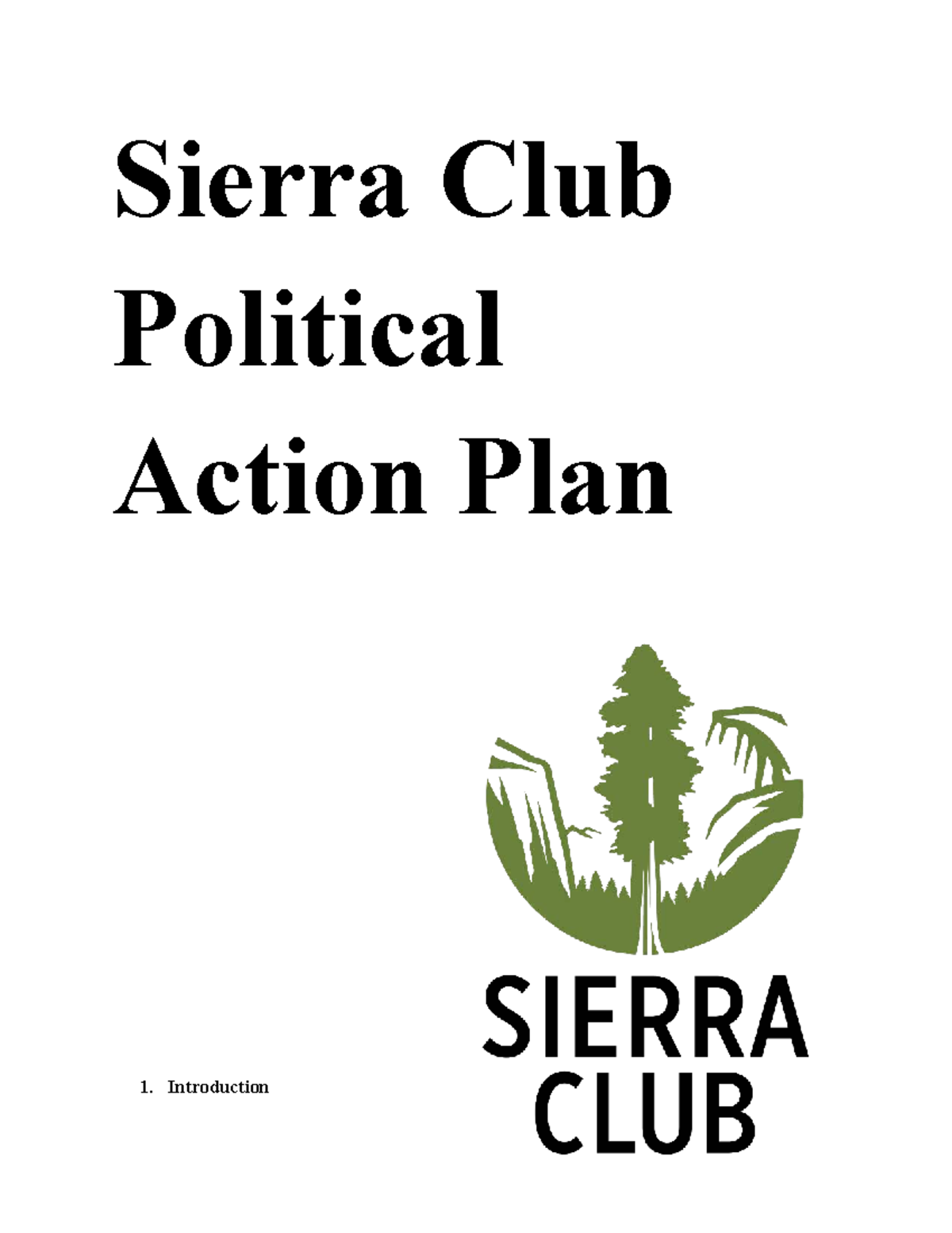 Sierra Club Political Action Plan: Advocacy for Environmental ...