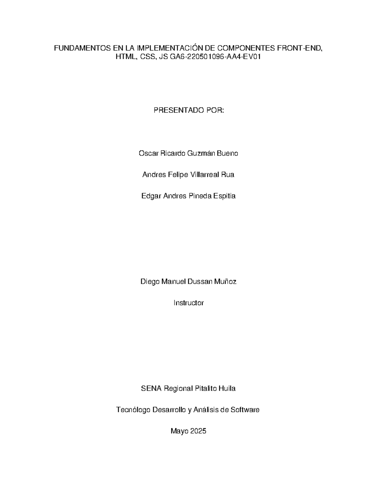 Fundamentos en la Implementación de Componentes Front-End, HTML, CSS ...