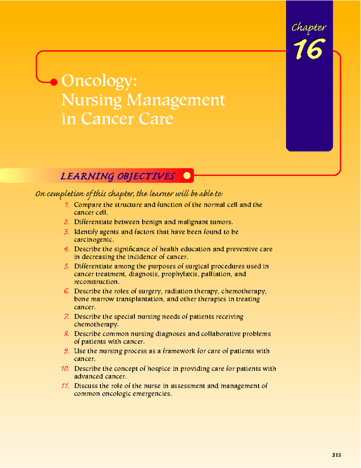 Oncology nursing management in cancer care - Chapter 16 Chapter 16 ...