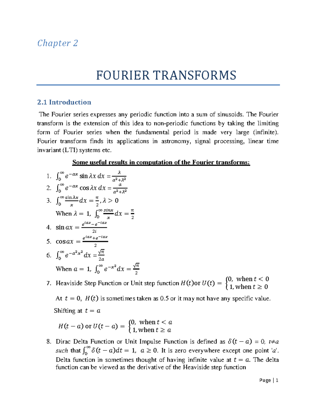Chapter 2: Fourier Transforms - Concepts and Applications (Ftransforms ...