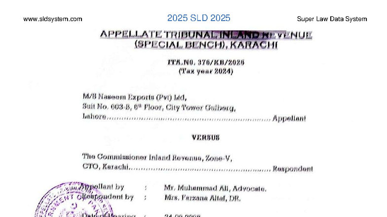 2025 SLD Income Tax Case Law Analysis - ITA Mis. Naseern Export - Studocu