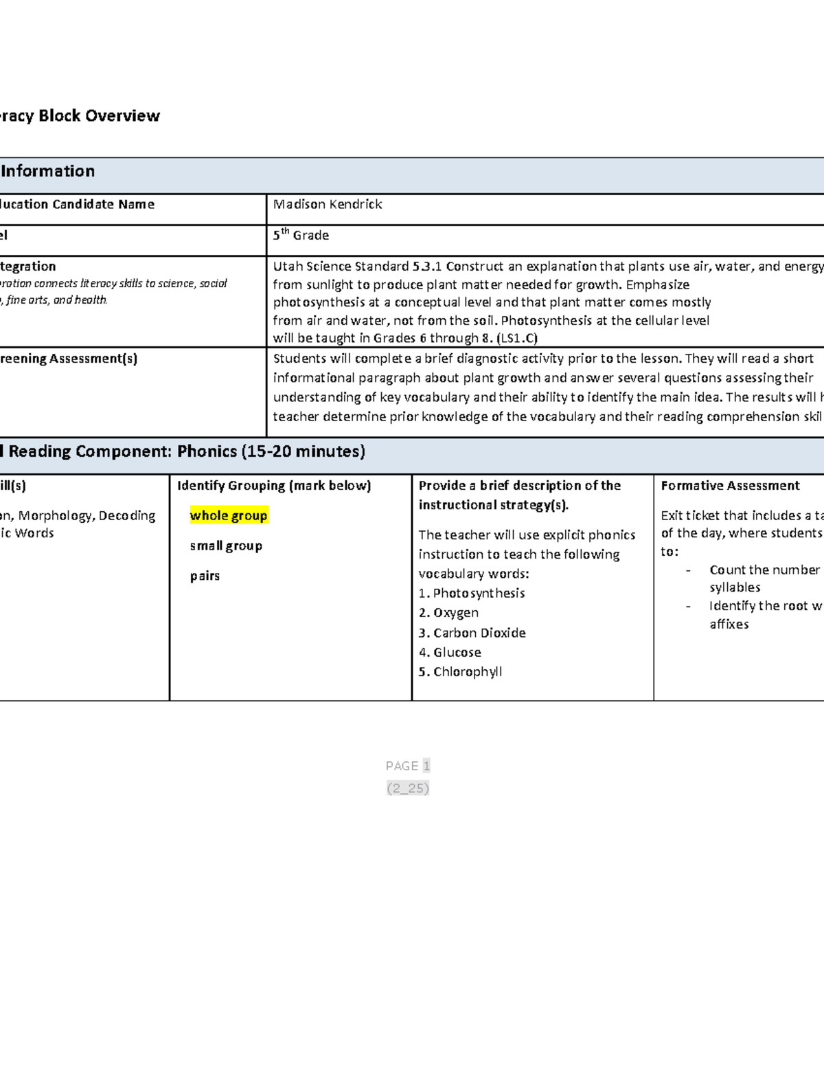 Literacy Block Overview: Integrating Science & Reading in 5th Grade ...