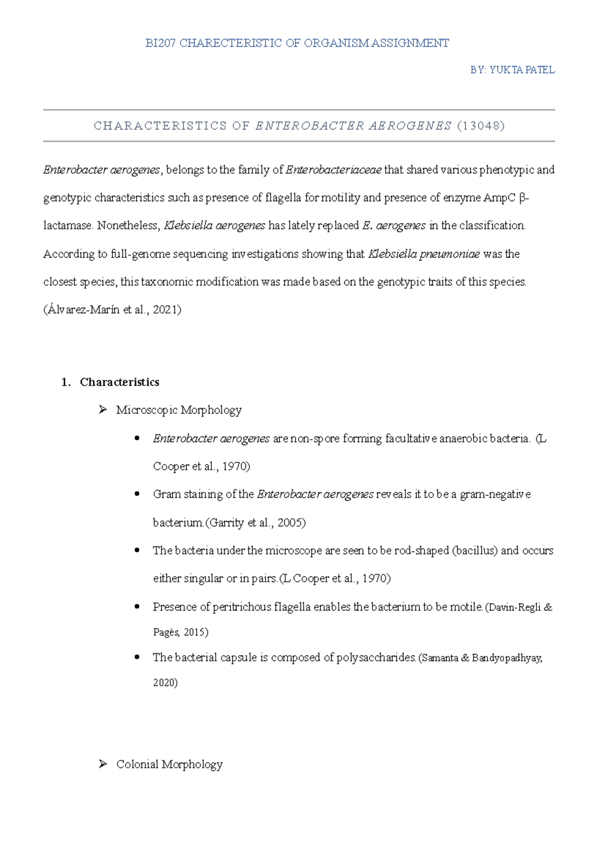 Characteristics of Enterobacter Aerogenes (13048) - A Detailed Study ...