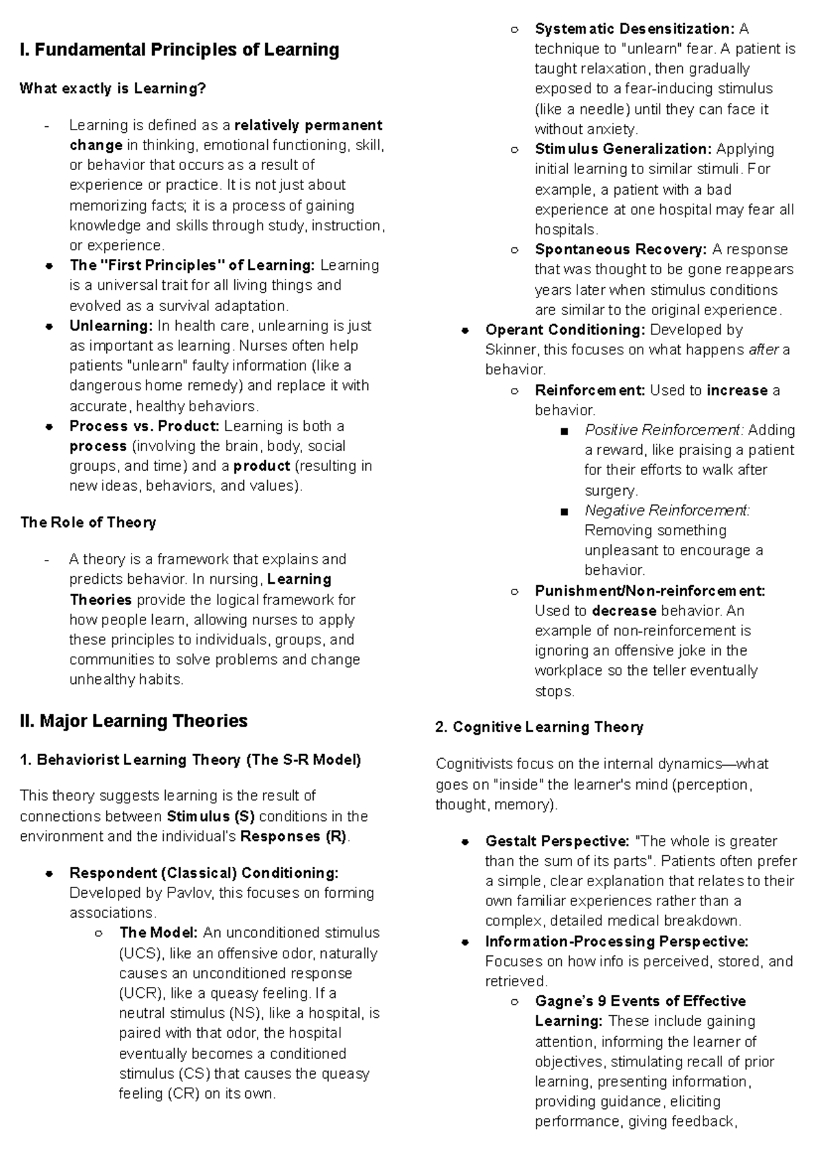 Health Education Midterm: Fundamental Principles of Learning - Studocu