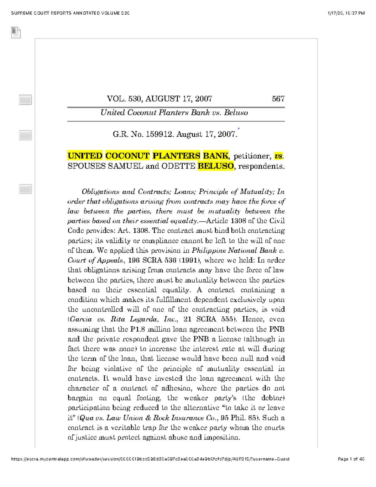 Supreme Court Case Study: UCPB vs. Spouses Beluso (G.R. No. 159912 ...