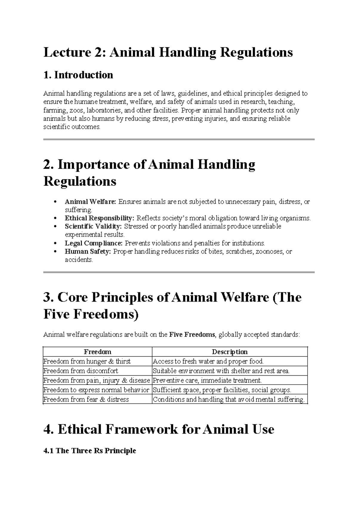 Lecture 2: Animal Handling Regulations and Ethical Guidelines - Studocu