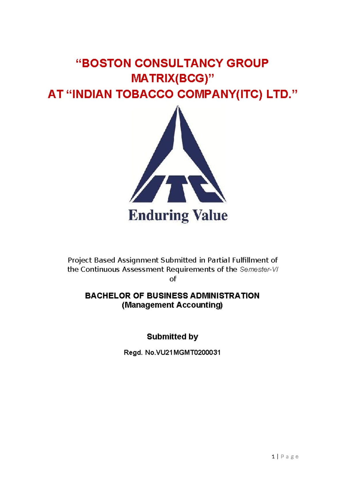 SM20 BCG Matrix Project: Analysis of ITC Ltd's Strategic Portfolio ...