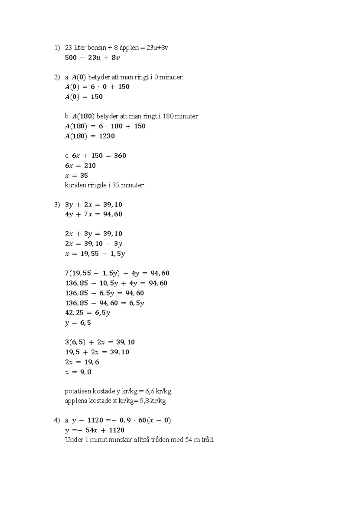 Uppdrag 3 Ma2a-27: Grundläggande och Avancerade Matematikuppgifter ...