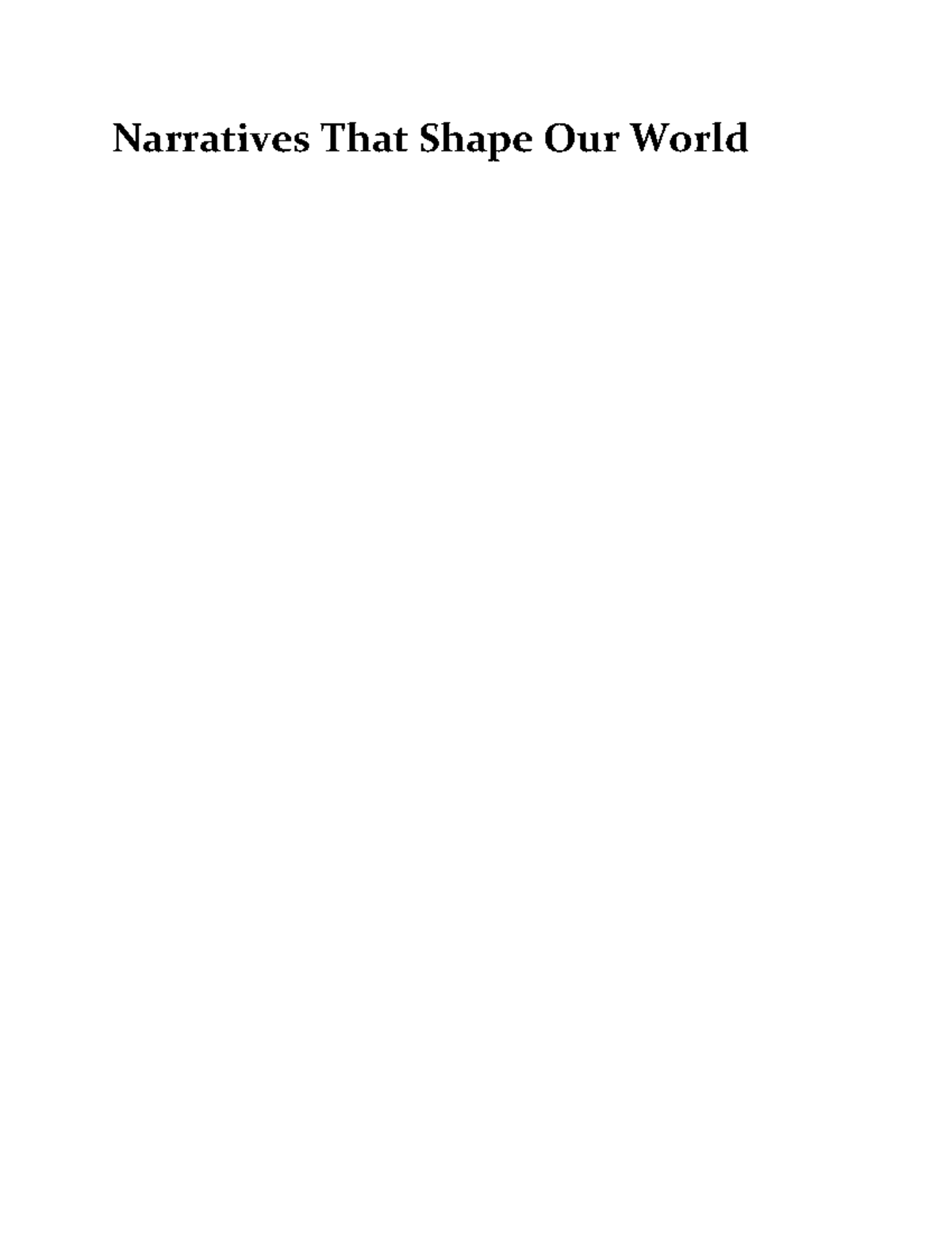Narratives that shape our world activity sheet - Narratives That Shape ...