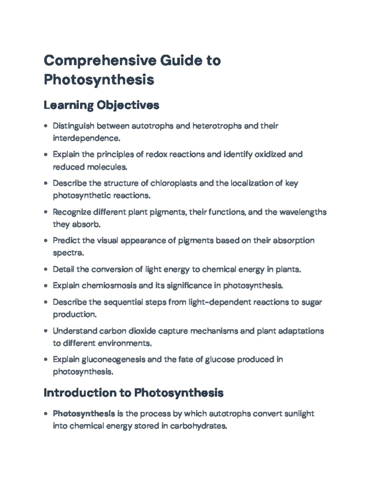 Comprehensive Guide to Photosynthesis: Mechanisms & Adaptations (BIO101 ...