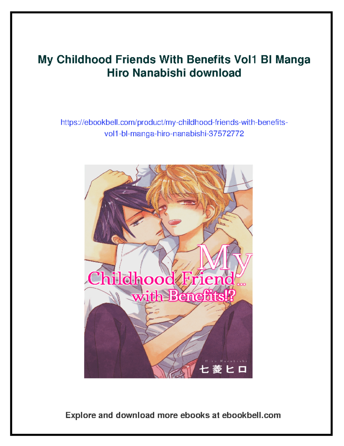 My Childhood Friends With Benefits Vol2 BL Manga by Hiro Nanabishi ...