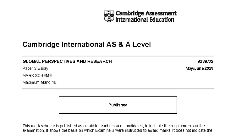 Cambridge International AS A Level Global Perspectives & Research Paper ...