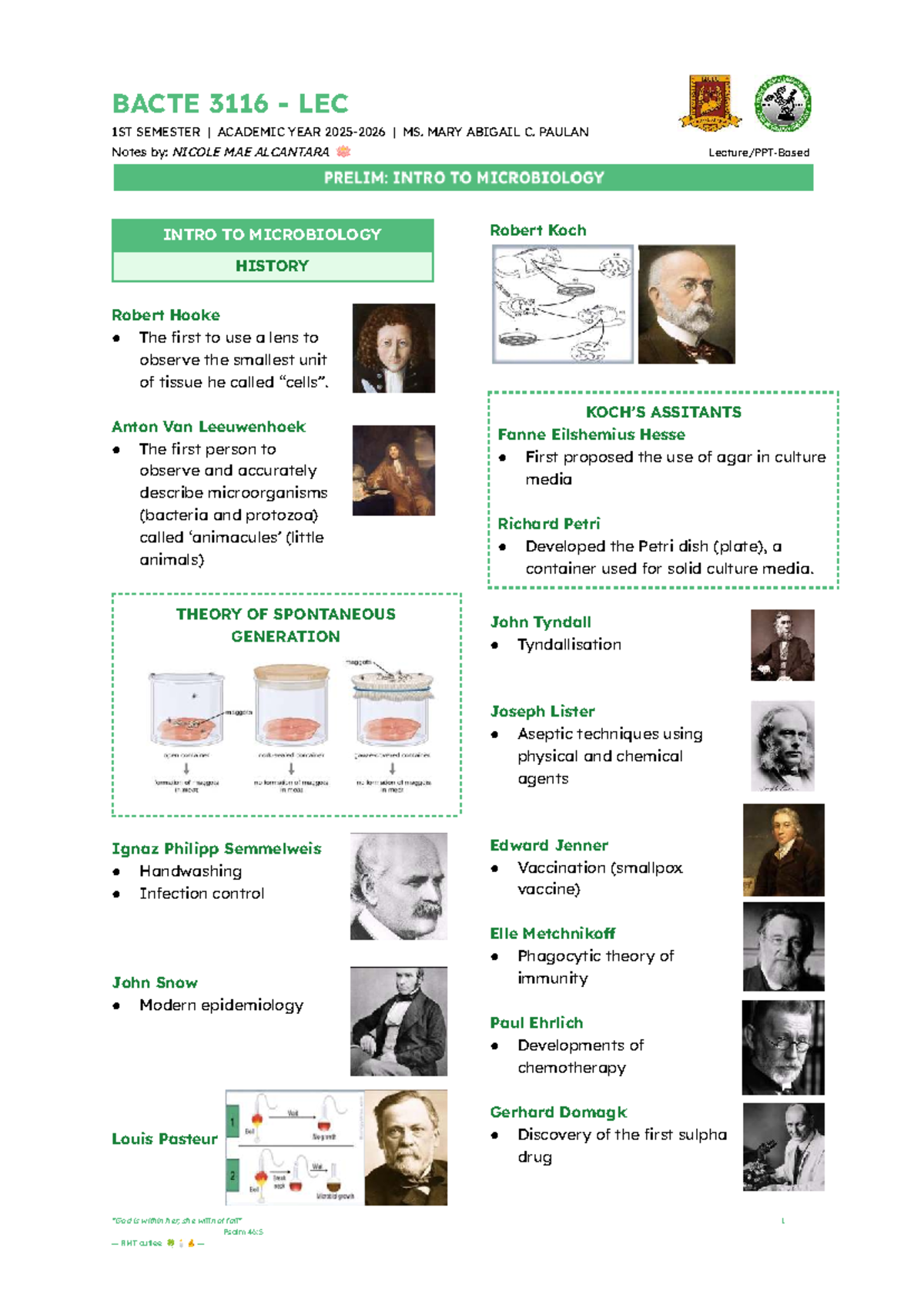 BACTE 3116 LEC 1ST SEMESTER: Intro to Microbiology Notes - Studocu