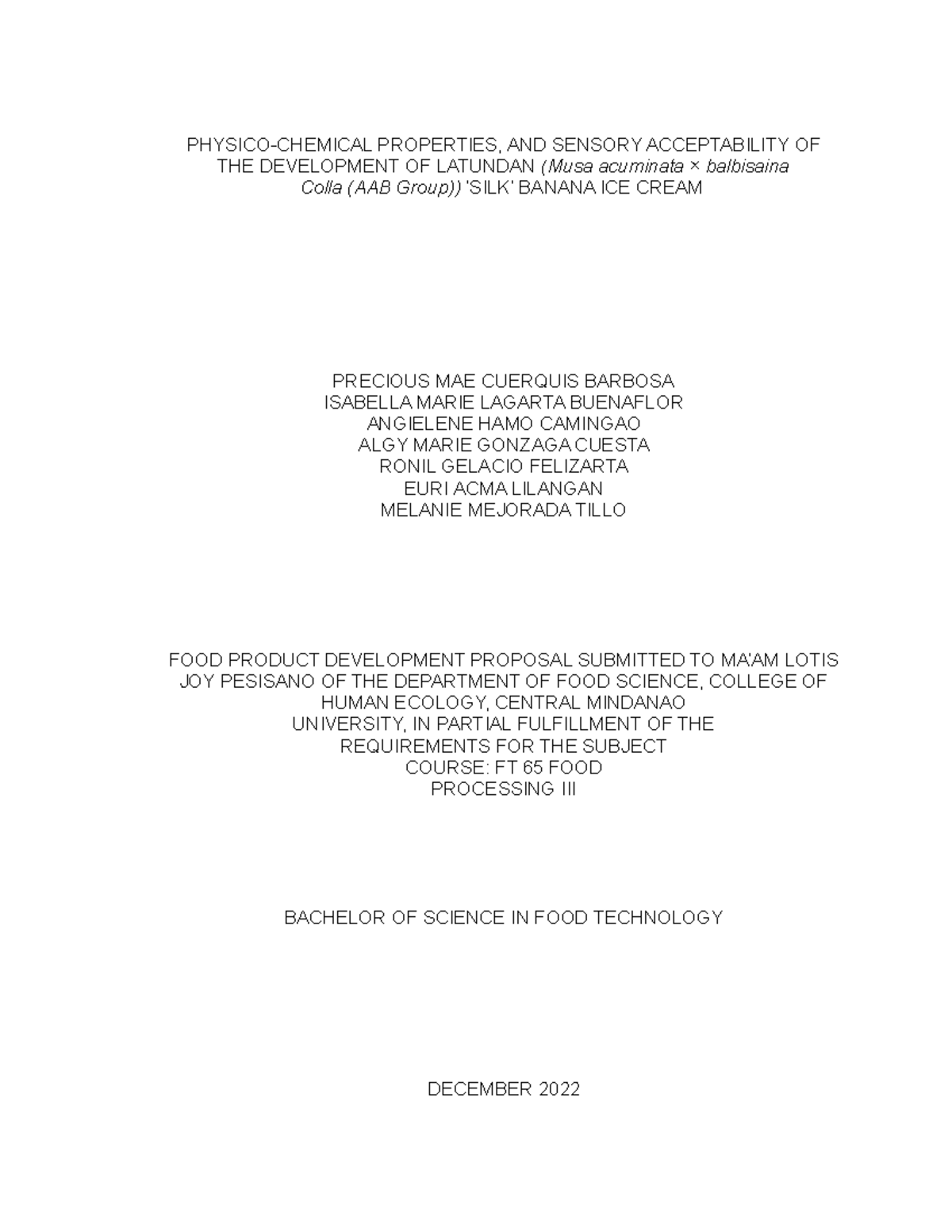 Banana Ice Cream (Auto Recovered) - PHYSICO-CHEMICAL PROPERTIES, AND ...