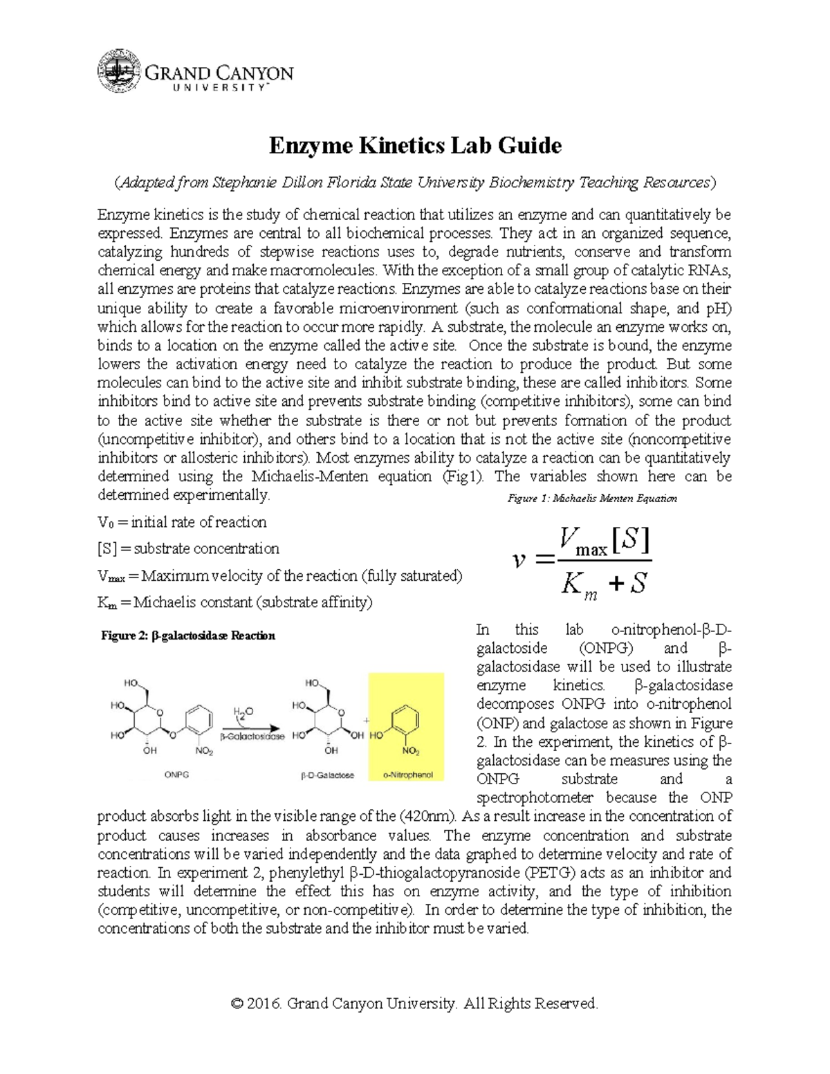 CHM-360L Enzyme Kinetics Lab Guide: Understanding β-galactosidase - Studocu