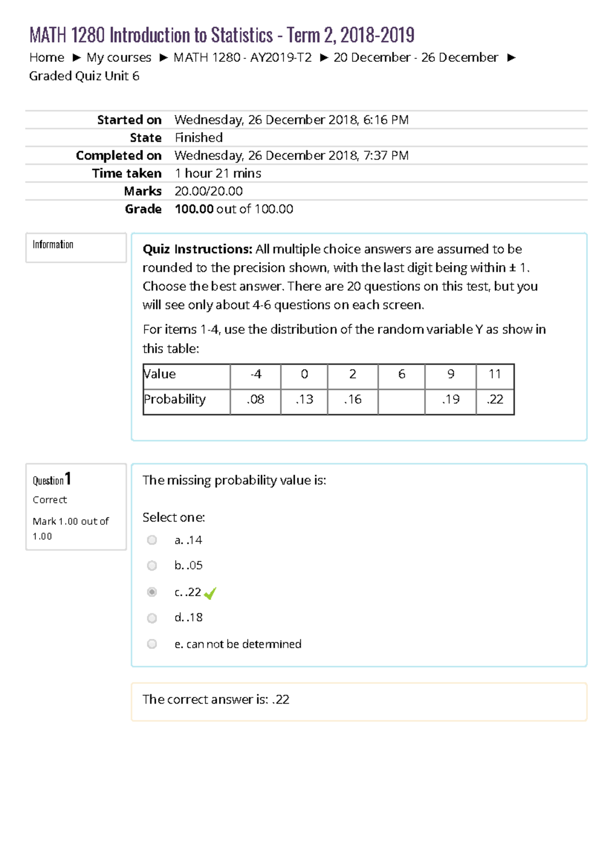 MATH 1280 Graded Quiz Unit 6: Statistics and Probability Insights - Studocu