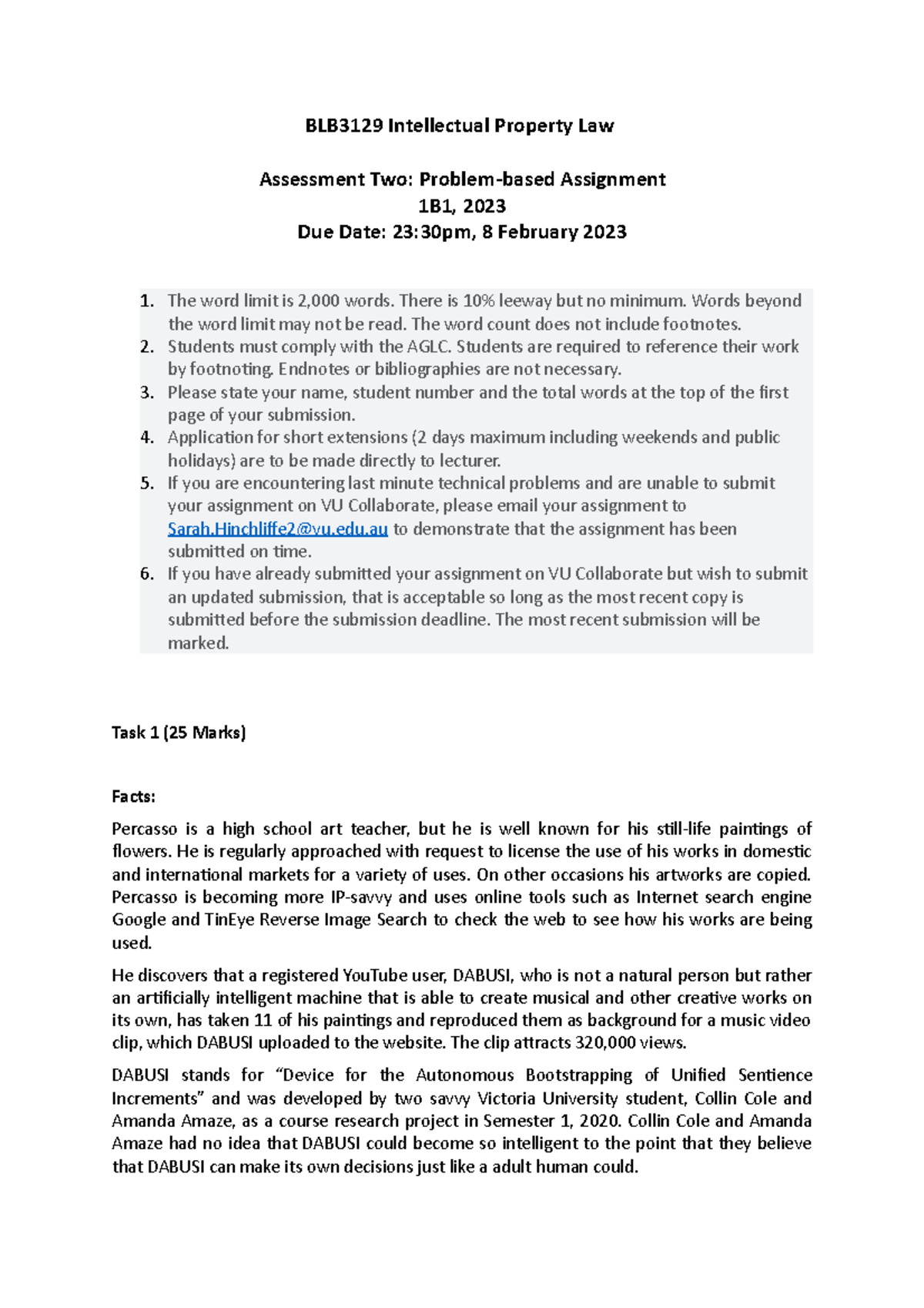 IP Assignment 2, 1B1 2023 - BLB3129 Intellectual Property Law ...