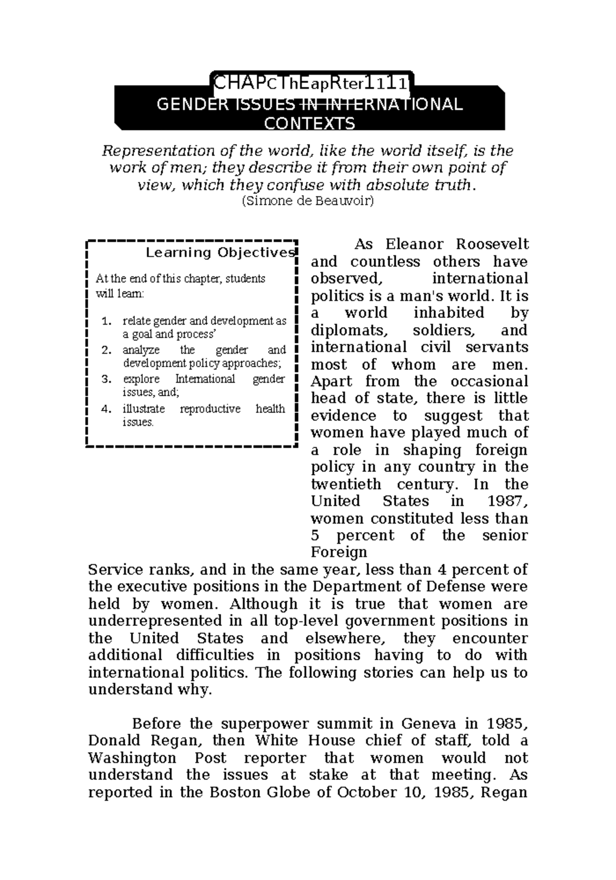Chapter 11: Gender Issues in International Contexts - A Critical ...