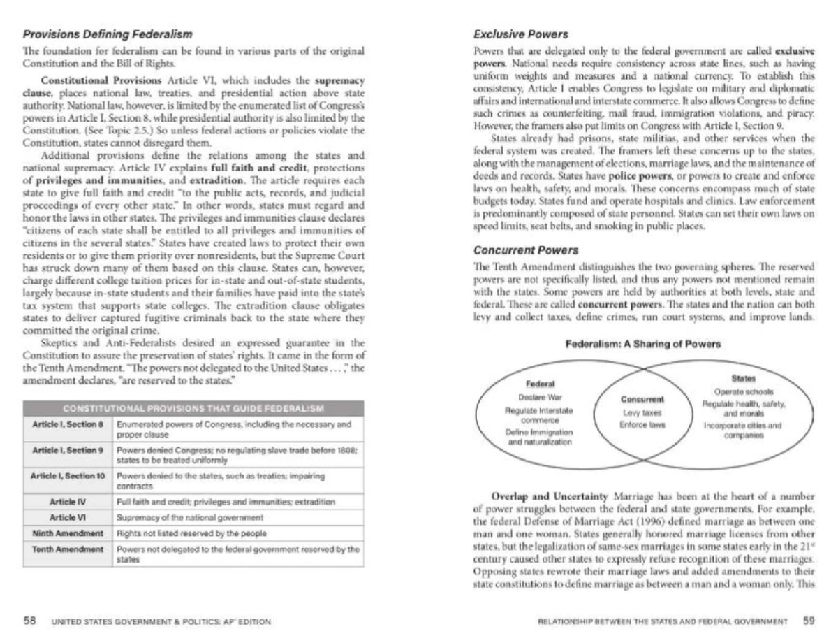 Course Notes on Federalism and Exclusive Powers (POL 101) - Studocu