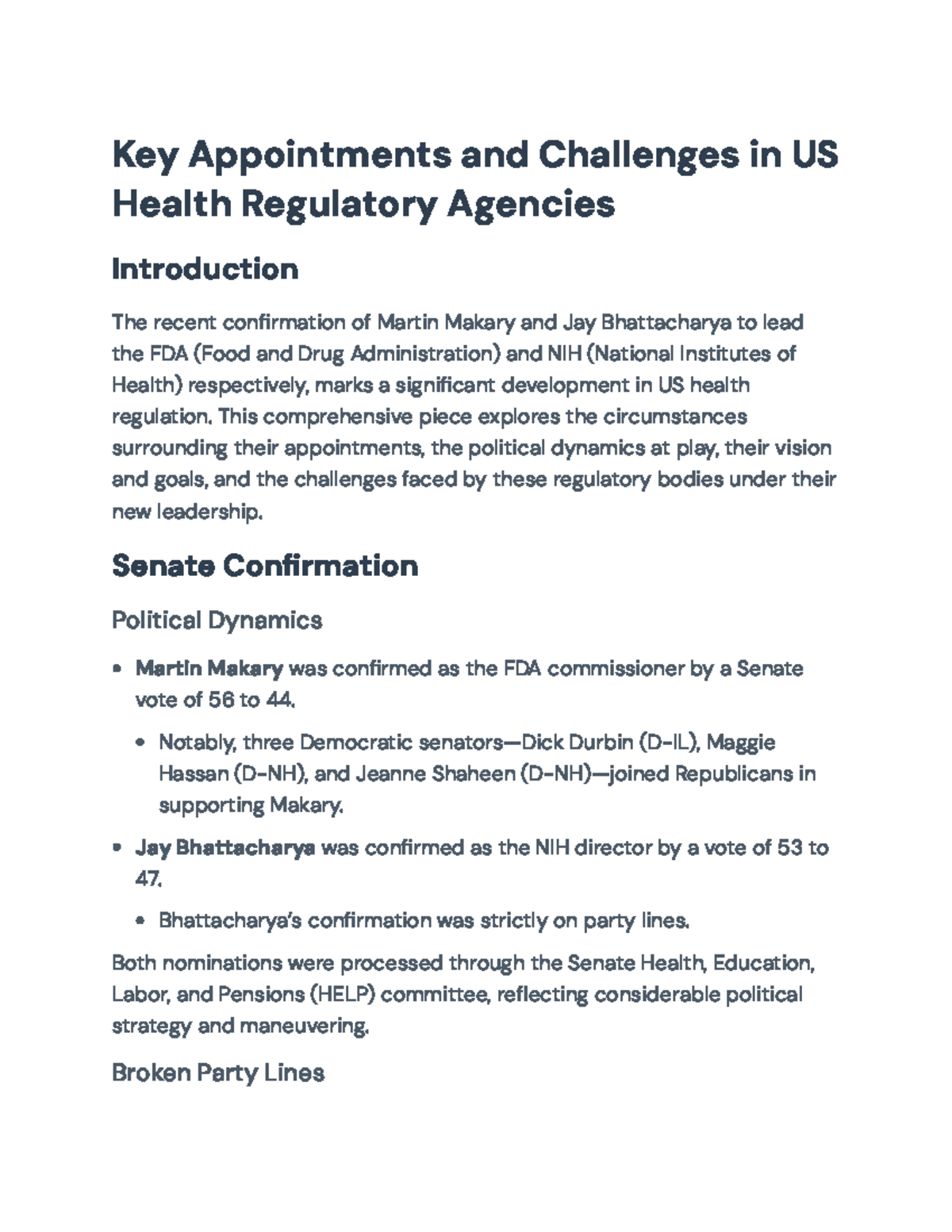 Key Appointments and Challenges in US Health Agencies: FDA & NIH ...