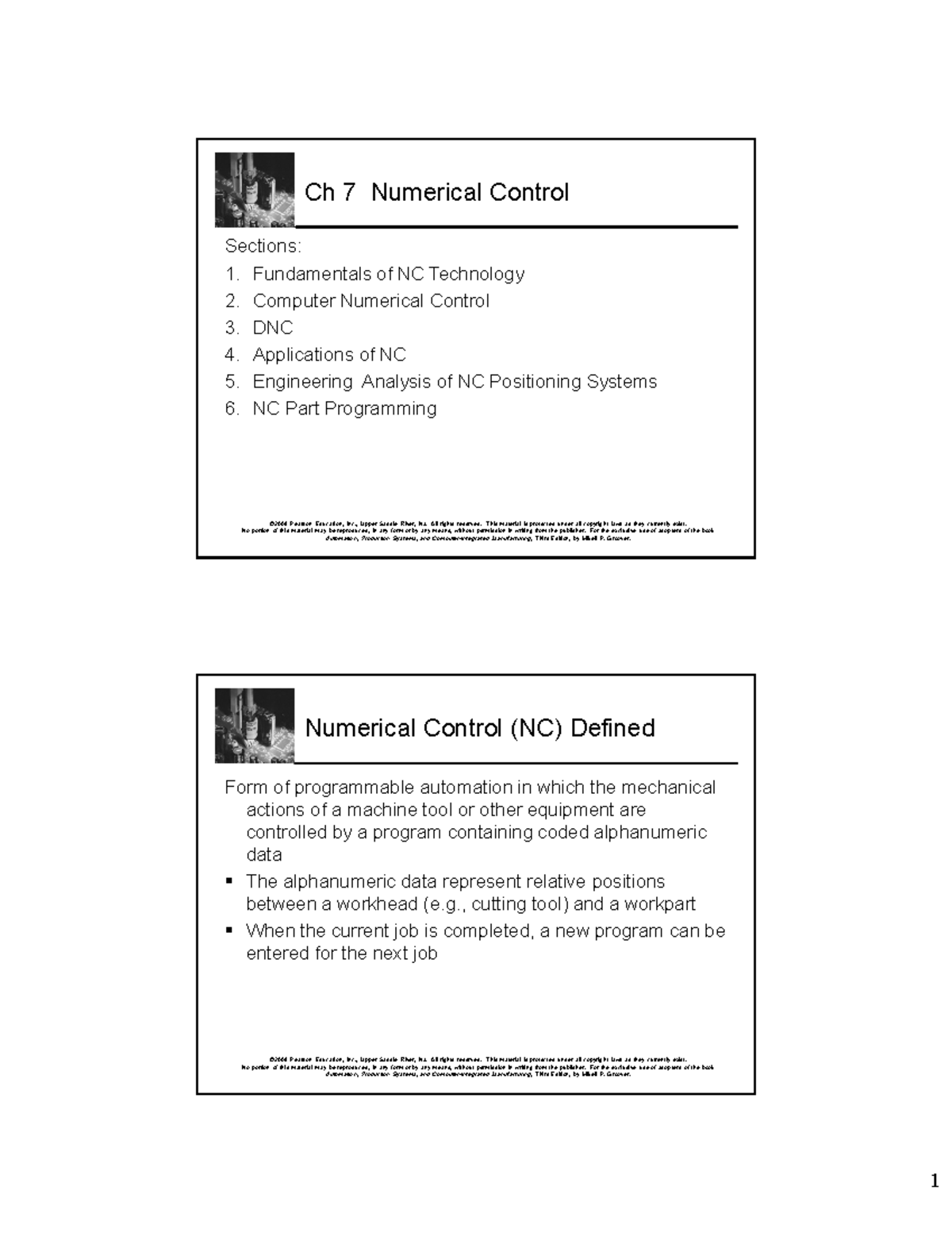 Lecture 7: Numerical Control Fundamentals and Applications - Studocu