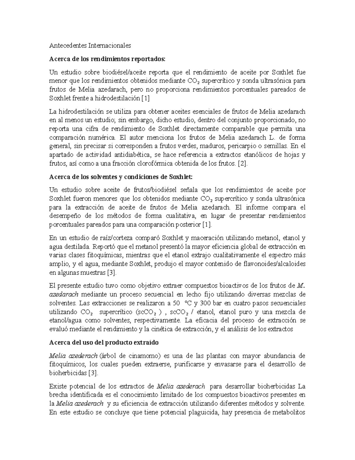 Estudio Comparativo de Métodos de Extracción de Aceite de Melia ...