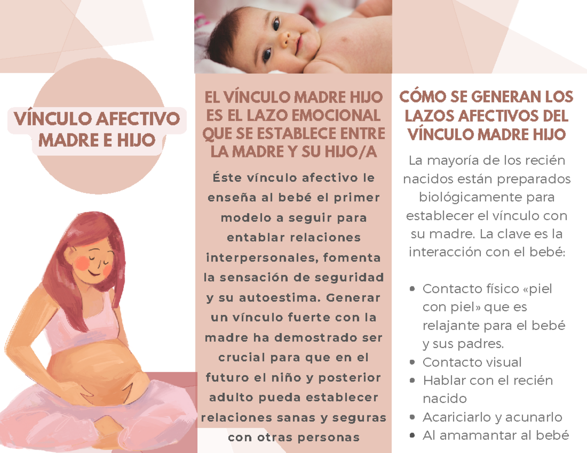 Tríptico de apoyo en el embarazo, vínculo madre hijo - EL VÍNCULO MADRE HIJO ES EL LAZO ...