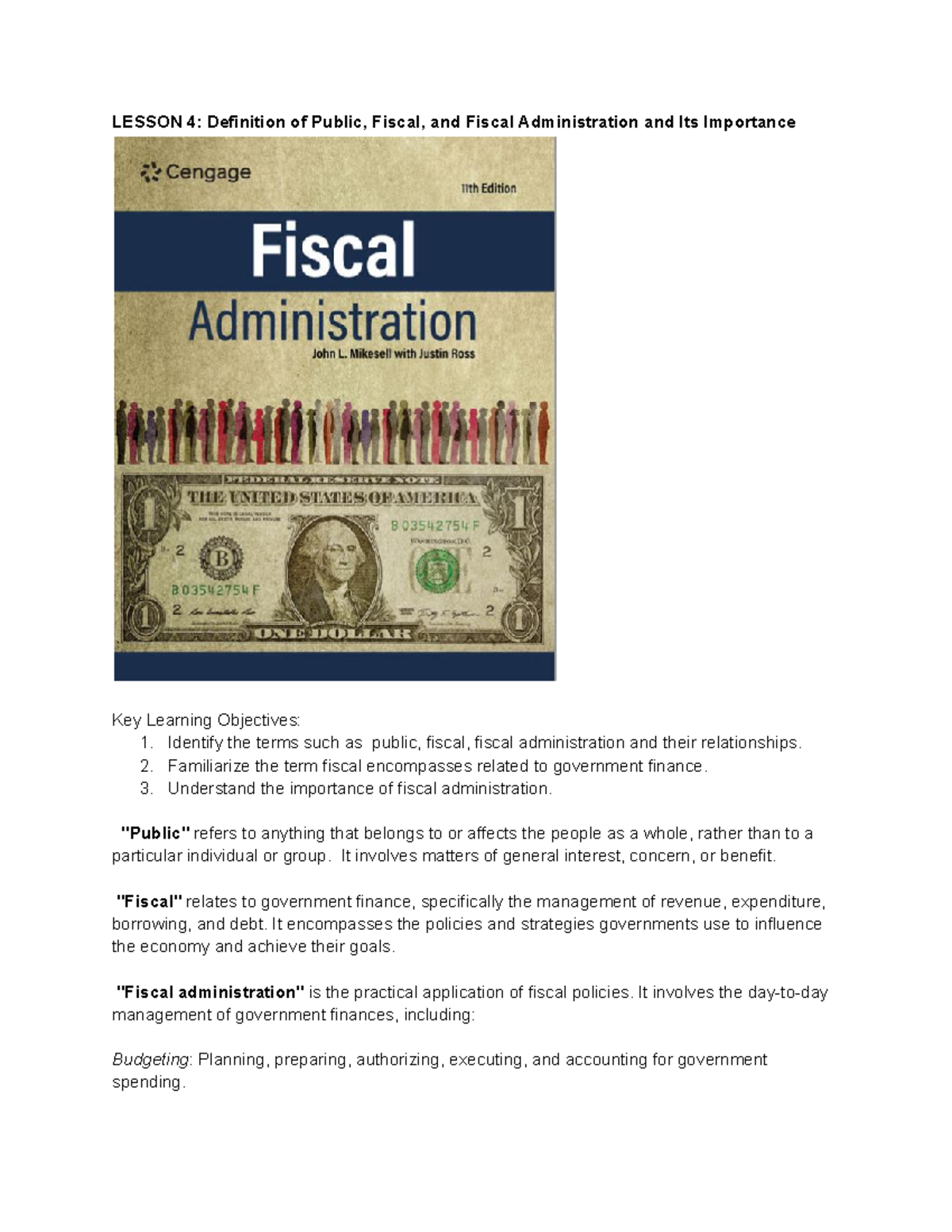 Public Fiscal Administration: Key Concepts and Importance in Governance ...