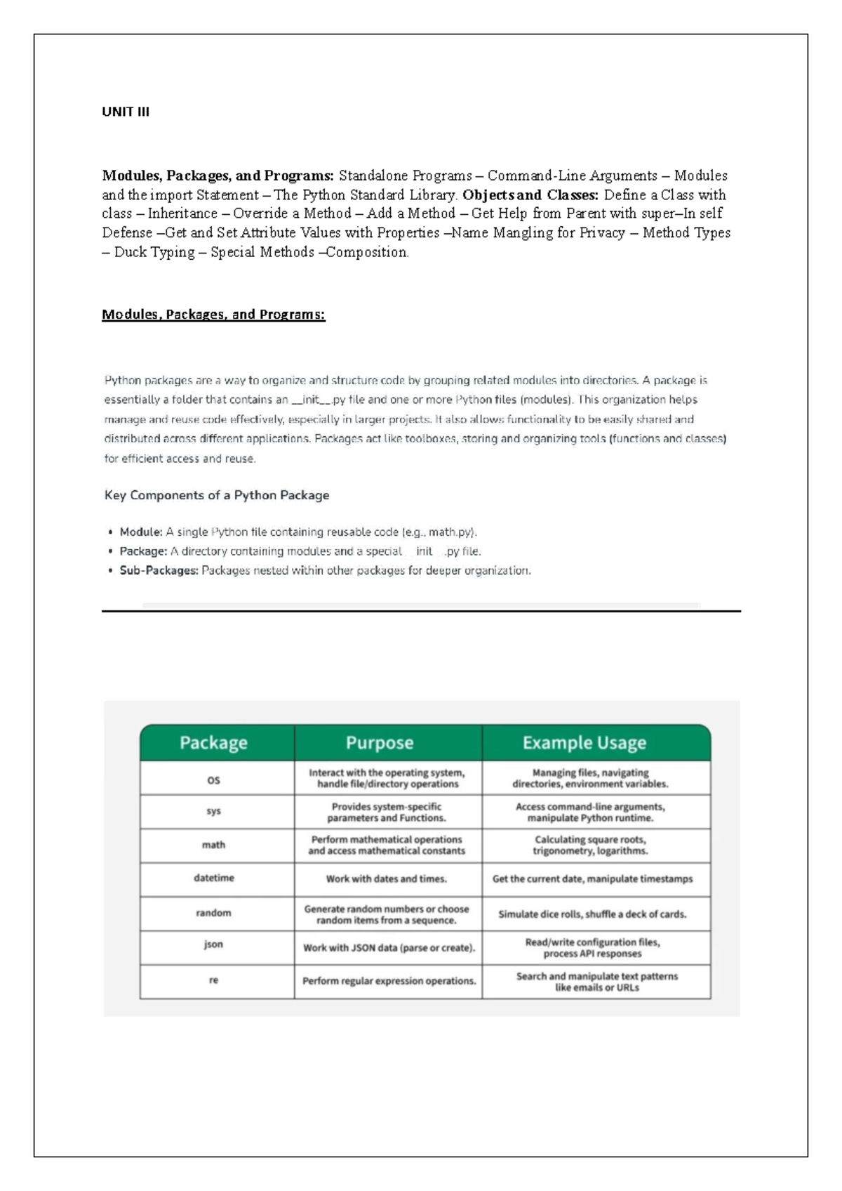MSc_CS Python 3 Unit: Modules, Classes, and Web Frameworks Overview ...