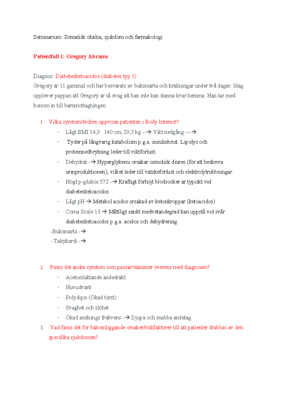 Seminarium: Somatisk ohälsa, Sjukdom & Farmakologi - Diabetesketoacidos ...