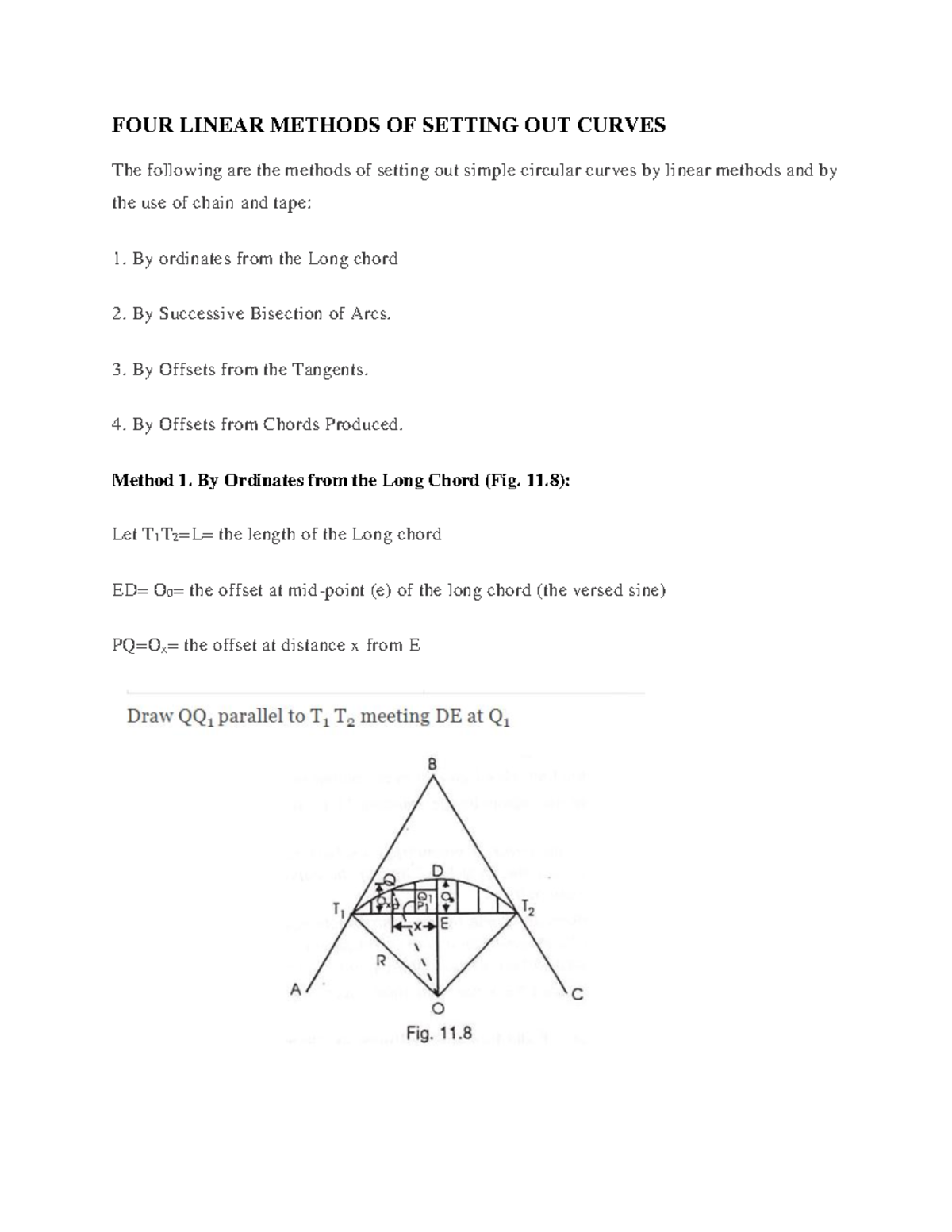 Four Linear Methods for Setting Out Curves in Engineering - Studocu