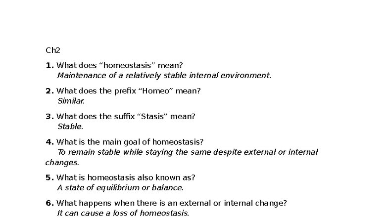 Pathophysiology: Homeostasis, Stress, and Adaptation Insights - Studocu