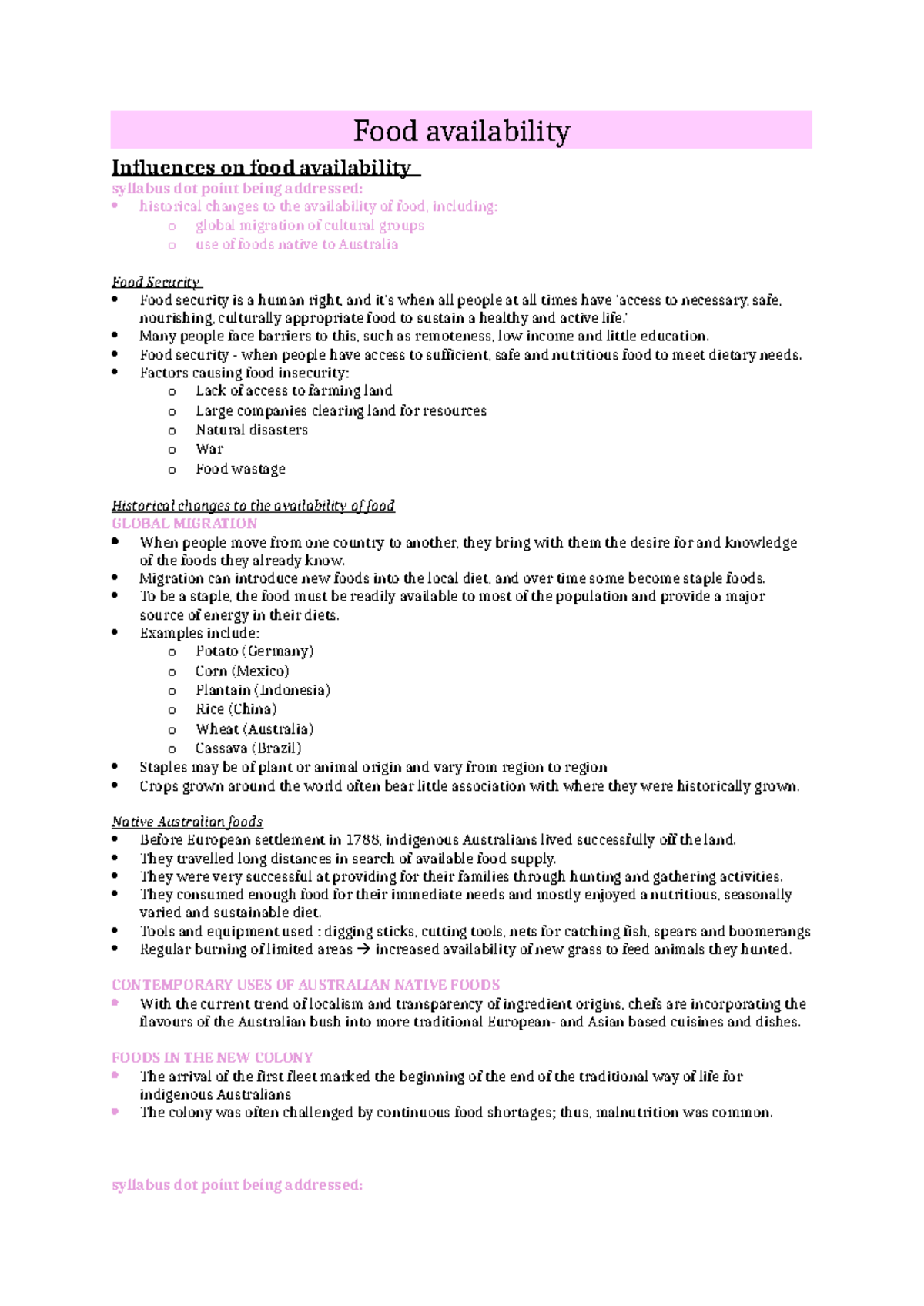 Food Availability: Historical Changes and Influences - Prelim Food Tech ...