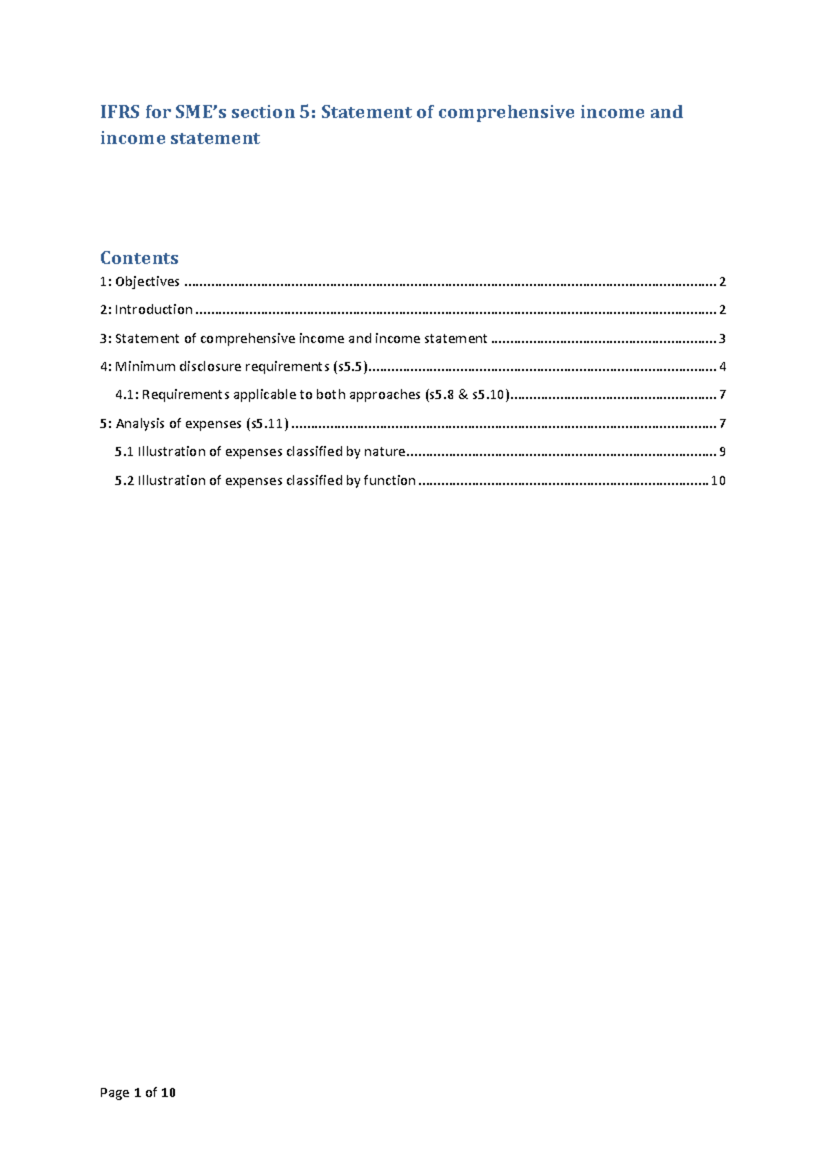 IFRS for SMEs Section 5: Statement of Comprehensive Income & Income ...