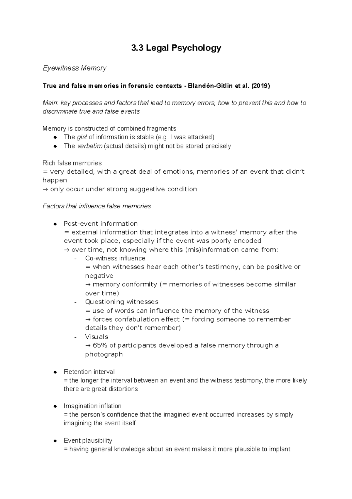 3.3 Legal Psychology: Key Insights on Eyewitness Memory and ...