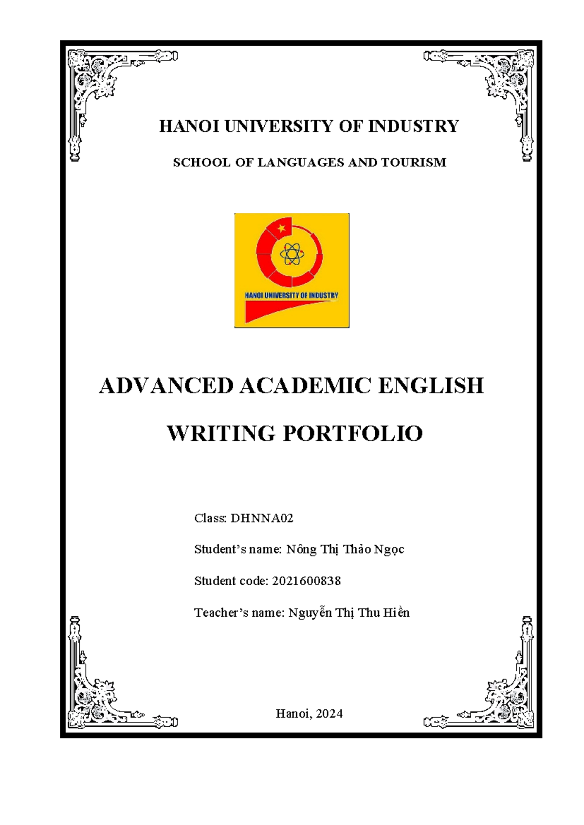 Writing Portfolio for DHNNA: Advanced Academic English - Studocu