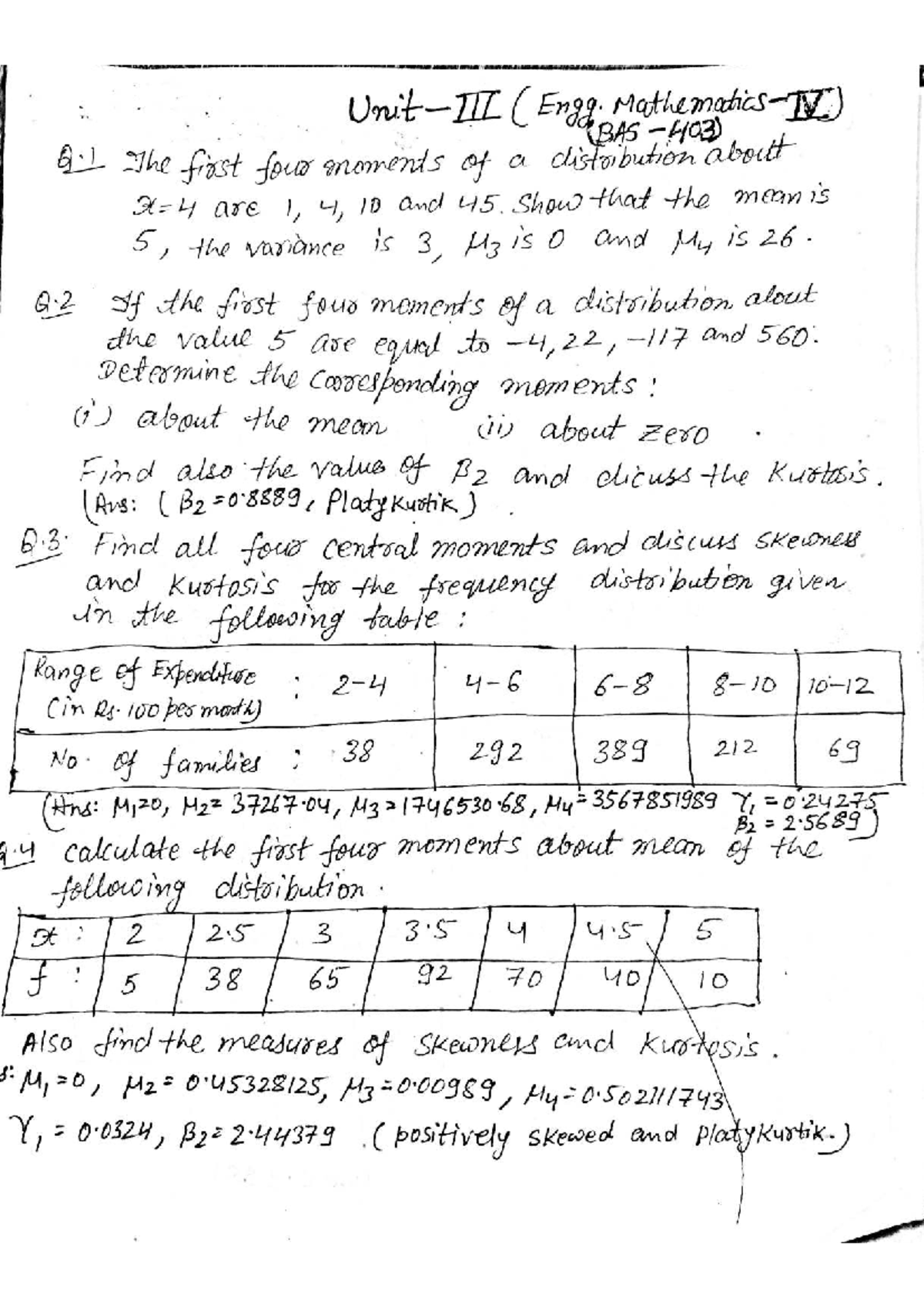 Mathematics IV Assignment 1: Analysis of Statistical Moments - Studocu