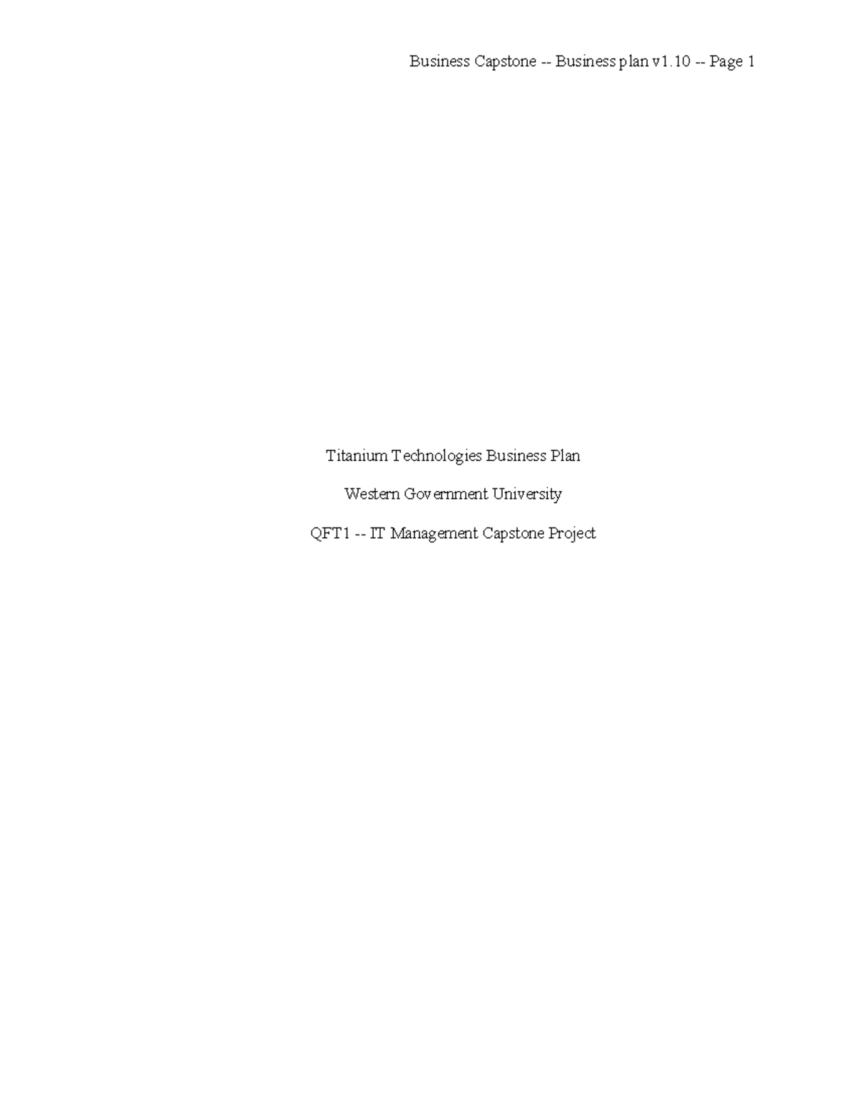 QFT1 Business Plan: Titanium Technologies Overview and Strategy - Studocu