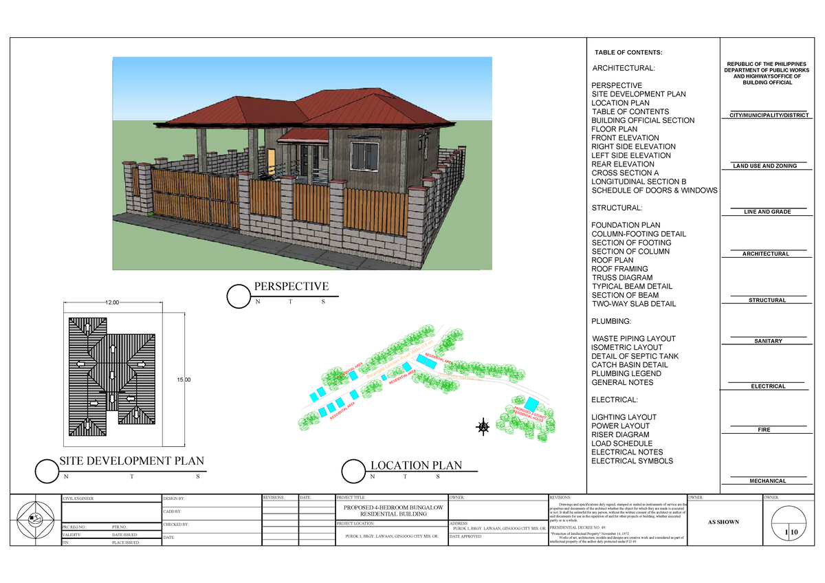 Quantity Surveying Plans for Proposed 4-Bedroom Bungalow - Studocu