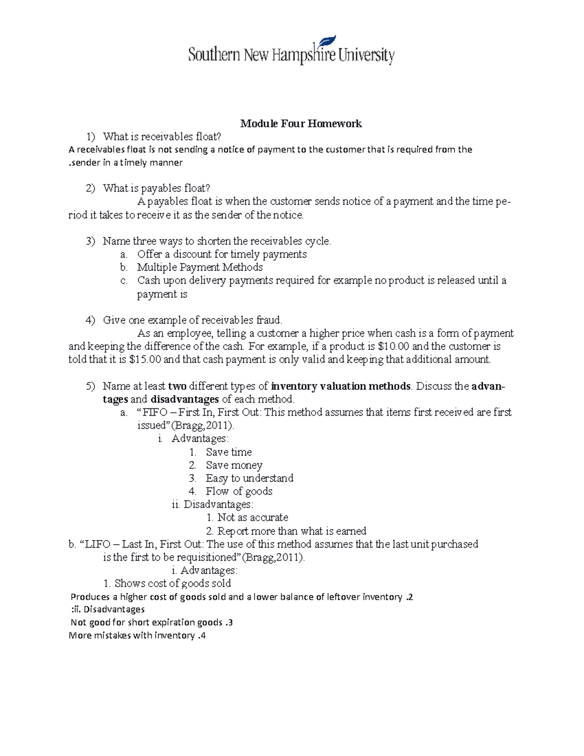 ACC 340 Module 4 Homework: Understanding Receivables and Inventory ...