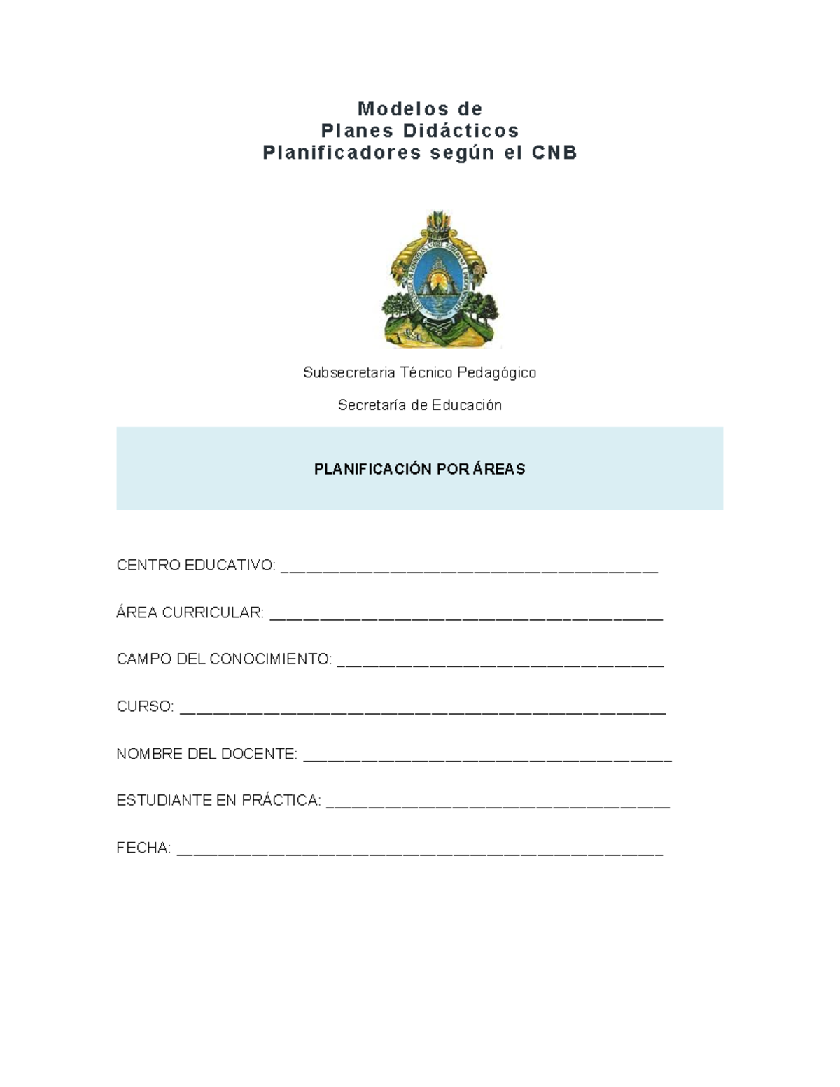Modelos de Planificación Docente Pp1 según el CNB - Studocu