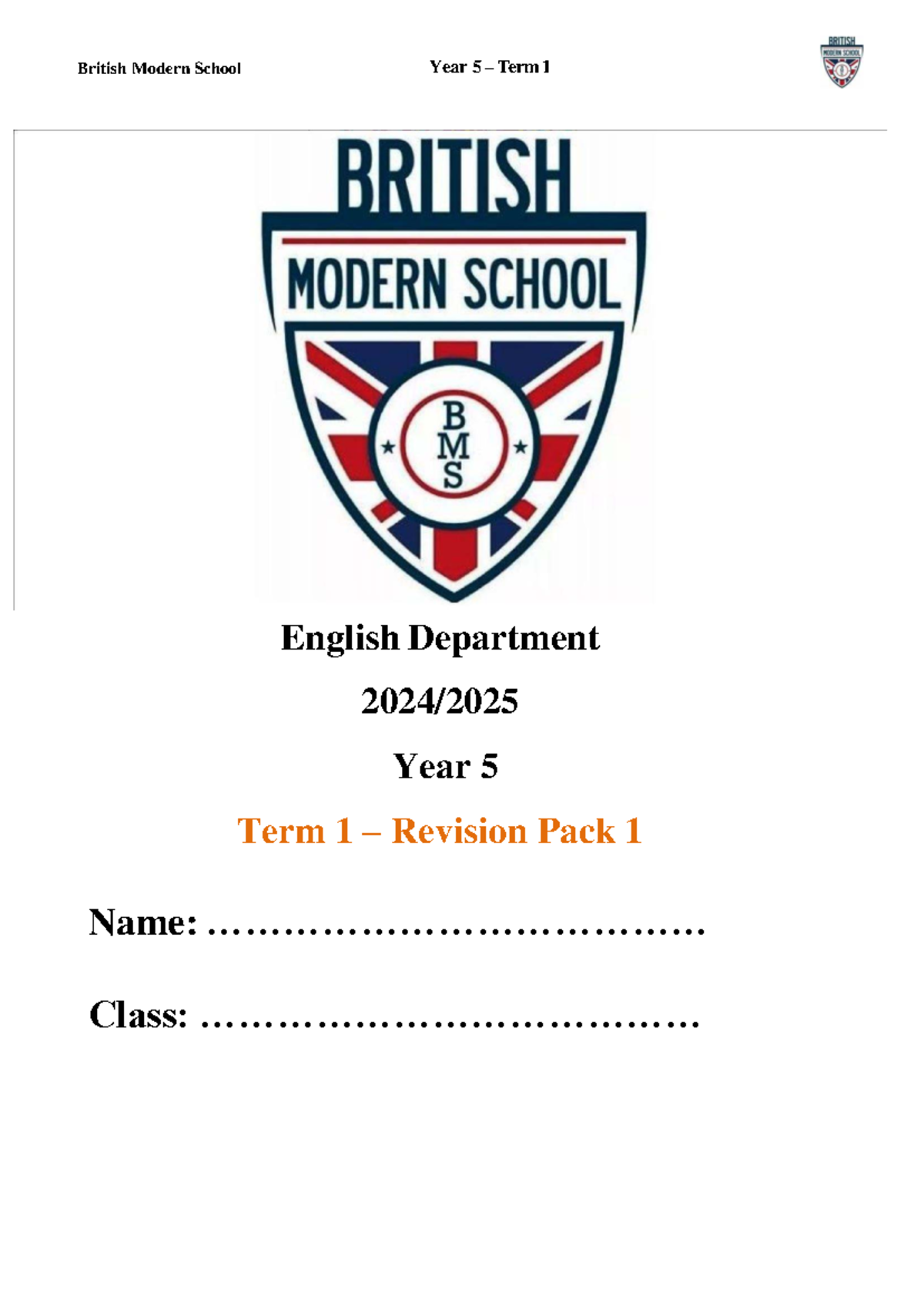 CAMBRIDGE PRIMARY ENGLISH 5 Term 1 Revision Pack 1 - Studocu