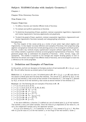 Math-61-Handout - Summary Calculus - MAT 061 Handout Analytic Geometry in Three Dimensions The ...