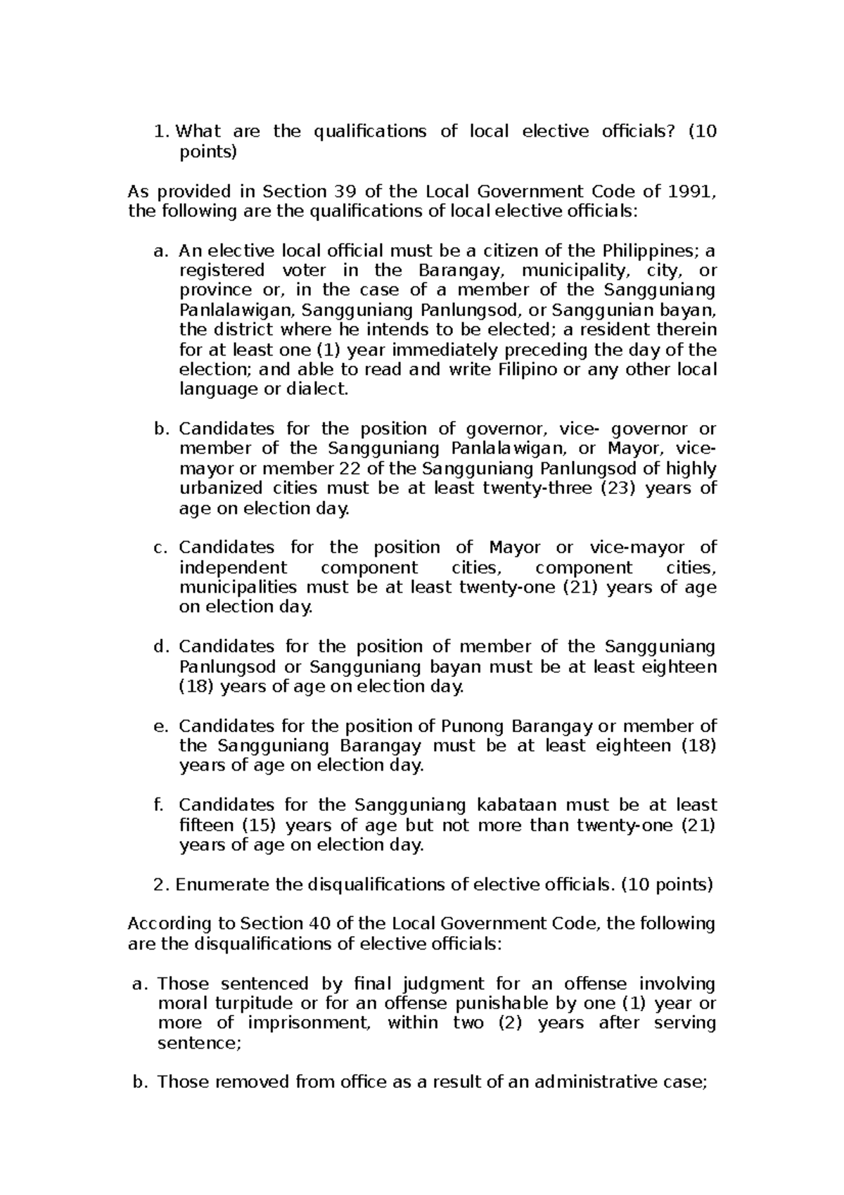 Pub Corp questions - What are the qualifications of local elective ...