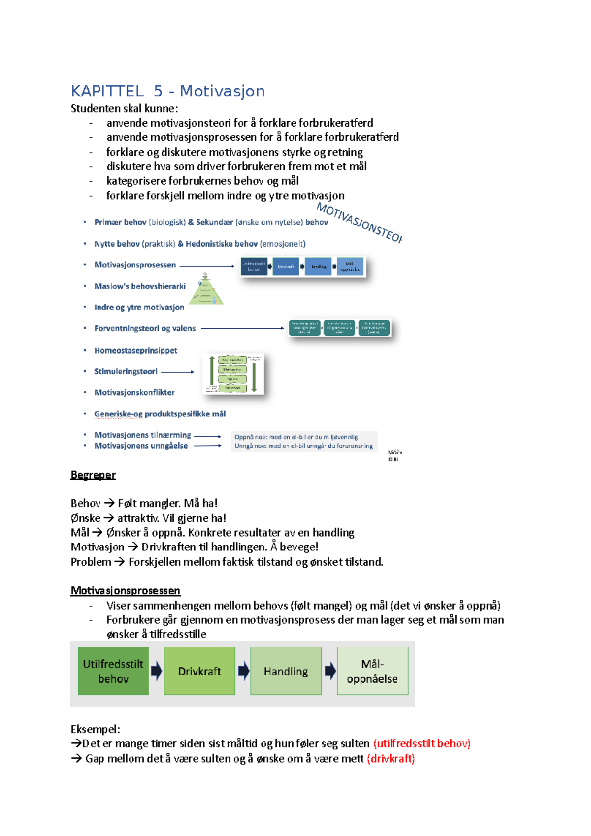 Kapittel 5 forbrukeratferd oppsummering - KAPITTEL 5 - Motivasjon Studenten skal kunne ...