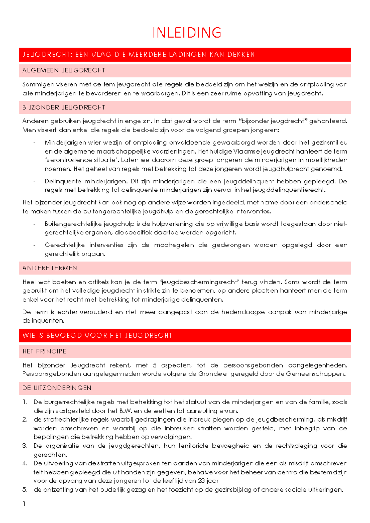INLEIDING TOT JEUGDRECHT: BEGRIPPEN EN REGELGEVING (INLEIDING JEUGDRECHT) - Studocu