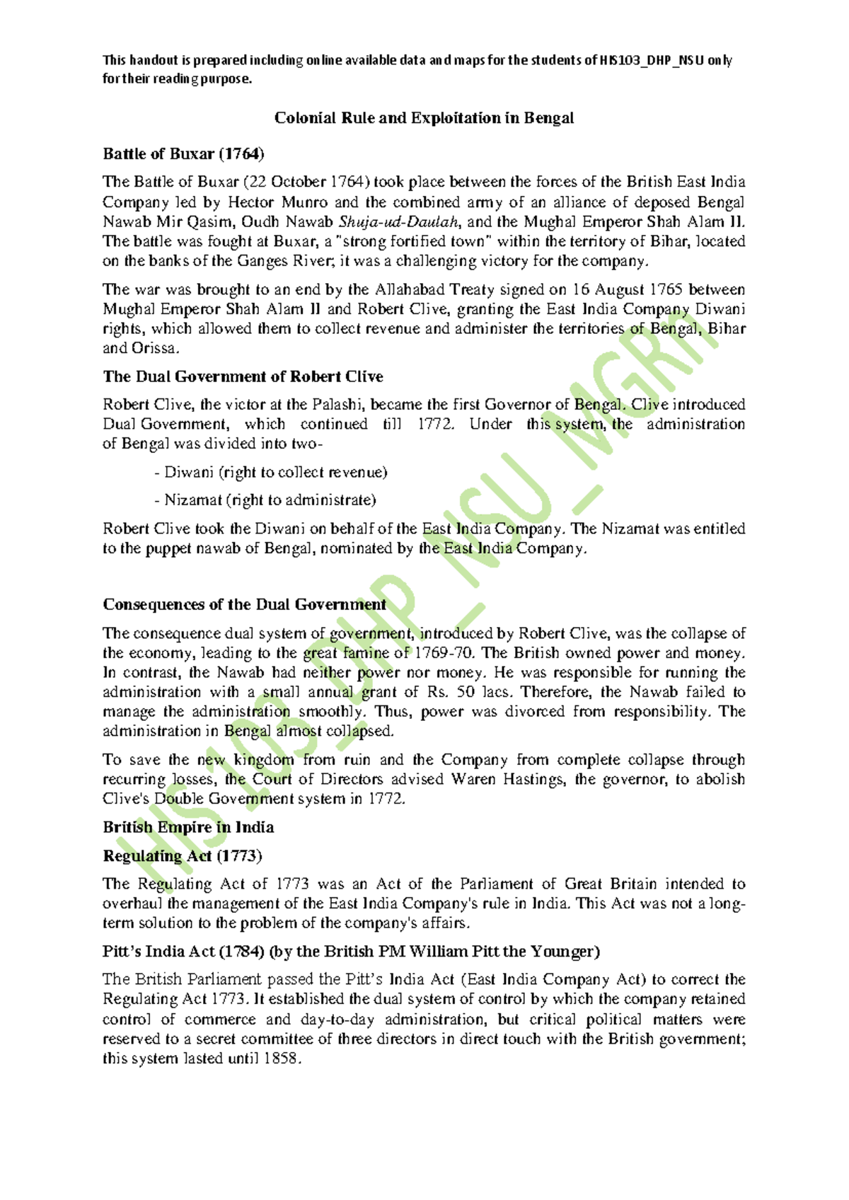 Lesson 4: Battle of Buxar & British Colonial Exploitation in Bengal ...